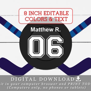 8 Hockey Tags With Editable Names Numbers and Color DIY - Etsy