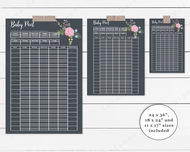 Baby Pool Birth Prediction Printable Poster Sign Template - Etsy
