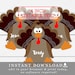 4" Turkey Name Tags With Editable Text DIY Printable Template ...