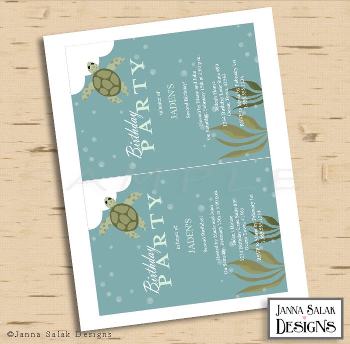 Printable Ocean Theme Birthday Party Invitation Sea Turtle - Etsy
