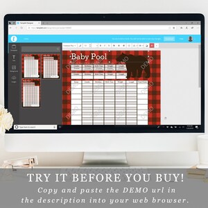 Baby Pool Birth Prediction Printable Poster Sign Template Lumberjack ...