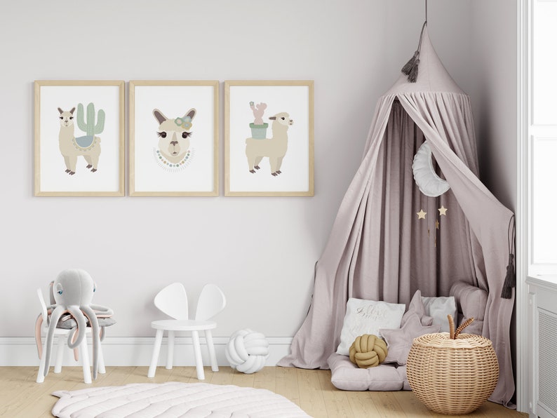 Alpaca Nursery Prints Set of 3 Printable Alpacas Digital - Etsy