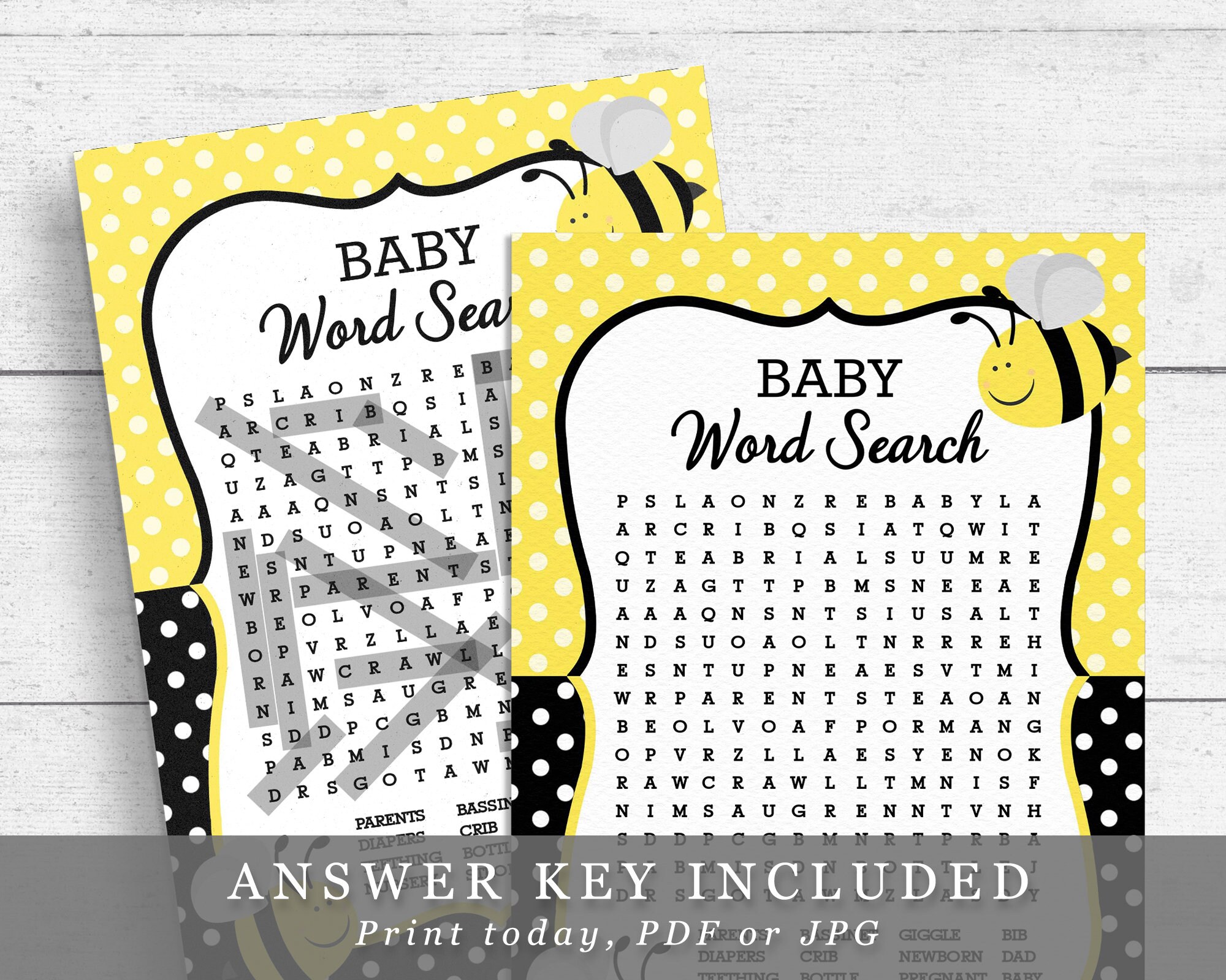 Bee Baby Shower Game Package Printable 10 Games Mommy to - Etsy