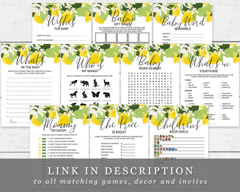 Lemon Baby Shower Word Scramble Game Printable INSTANT - Etsy