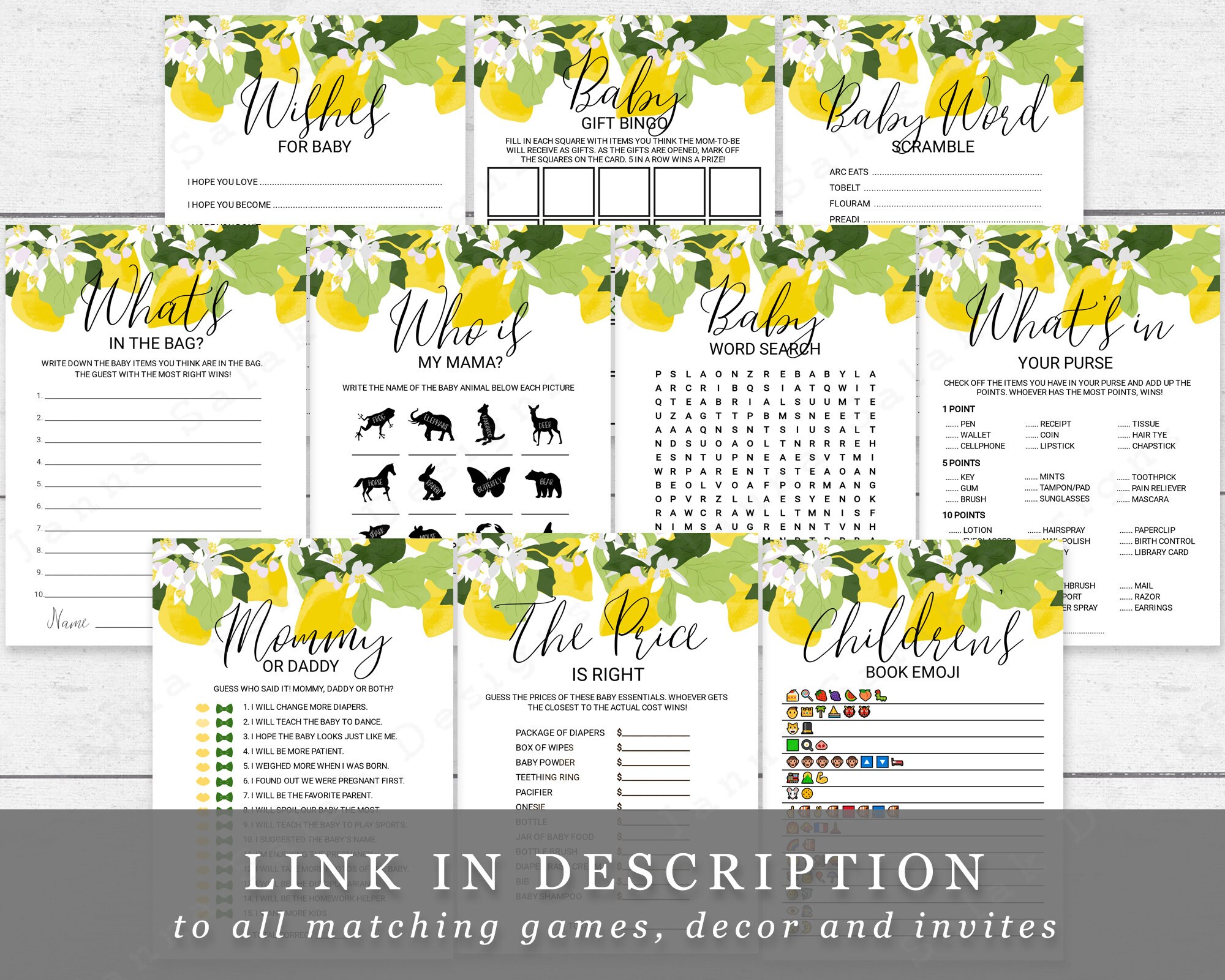 Lemon Baby Shower Word Scramble Game Printable INSTANT DOWNLOAD LM01 - Etsy
