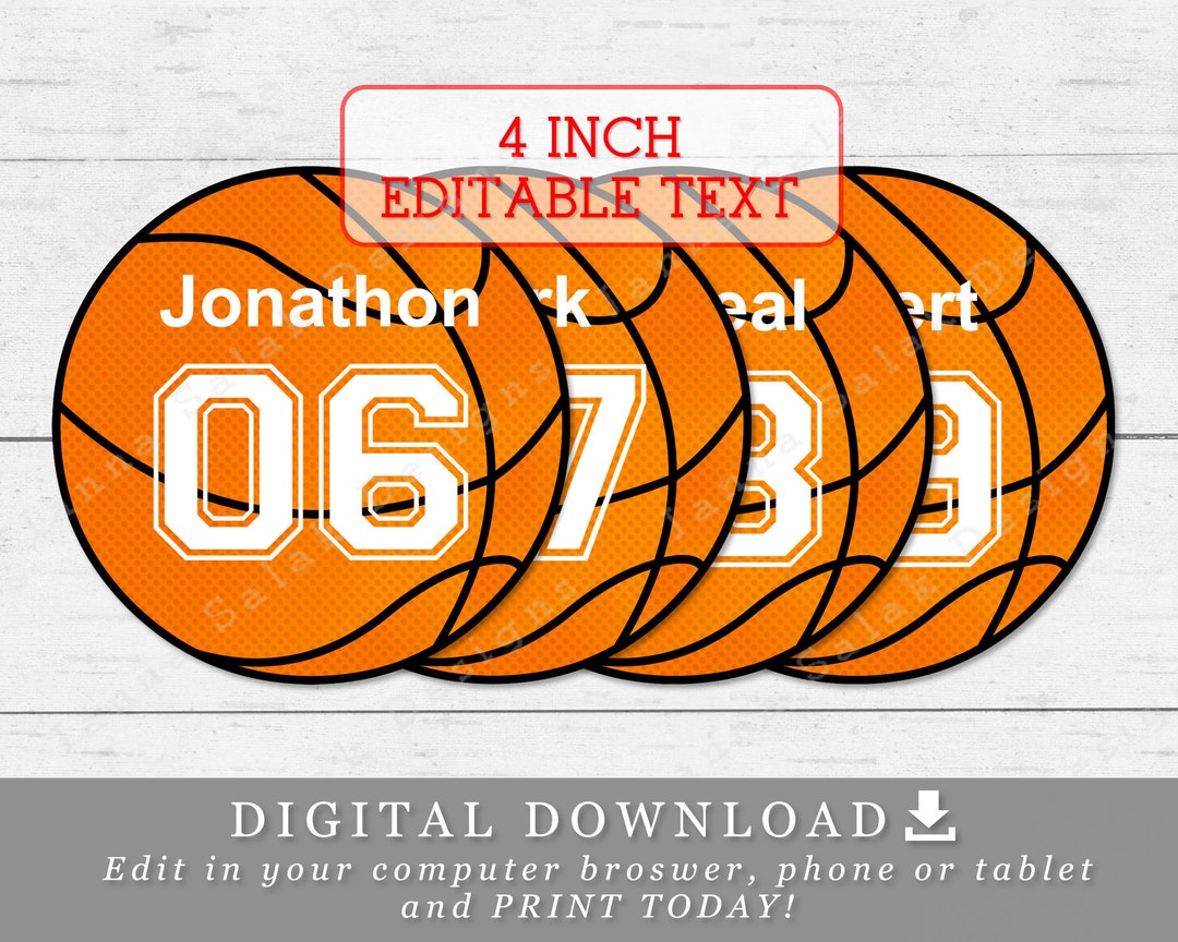 4" Basketball With Editable Names and Numbers DIY Template Printable - Etsy