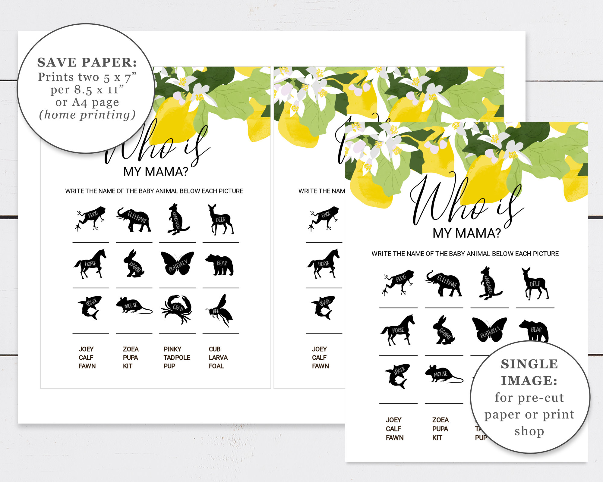 Lemon Baby Shower Game Package Printable - 10 Games - Lemons Citrus ...