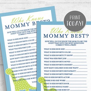 Dinosaur Baby Shower Game Package Printable - 10 Games - Dino Blue and ...