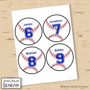 4" Baseball Tags With Editable Names and Numbers Royal Blue INSTANT ...