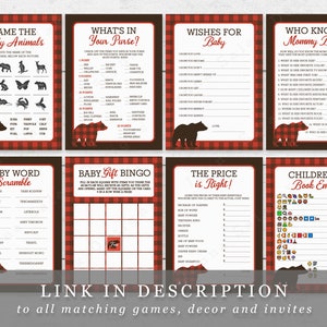 Lumberjack Baby Gift Bingo Game Printable - Buffalo Plaid Bear DIY ...