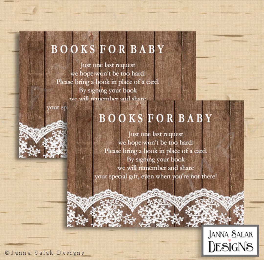 Rustic Wood and Lace Baby Shower Books for Baby Request INSTANT ...