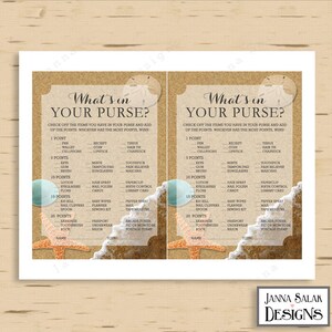 What's in Your Purse - Beach Baby Shower Games Bridal Shower Games DIY ...