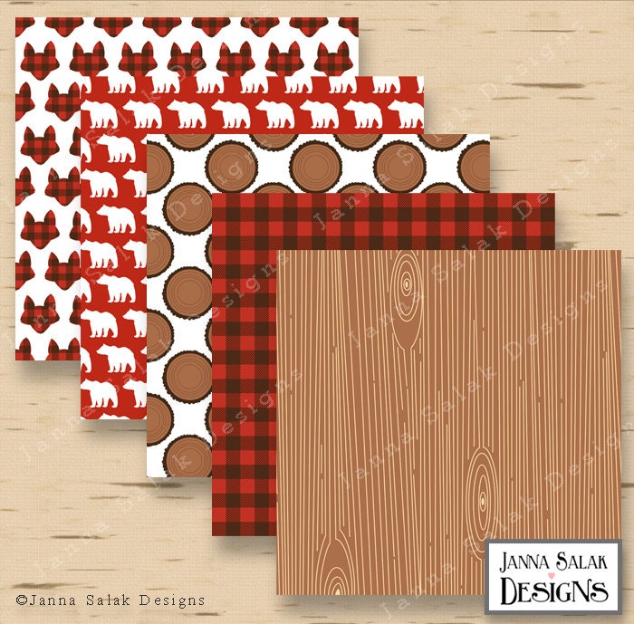 Lumberjack Digital Paper Pack 10 Jpg Files 12x12 - Etsy