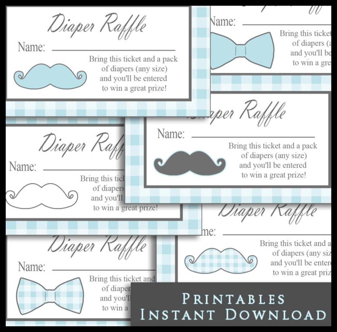 Little Man Diaper Raffle Tickets INSTANT DOWNLOAD Printable Raffle ...