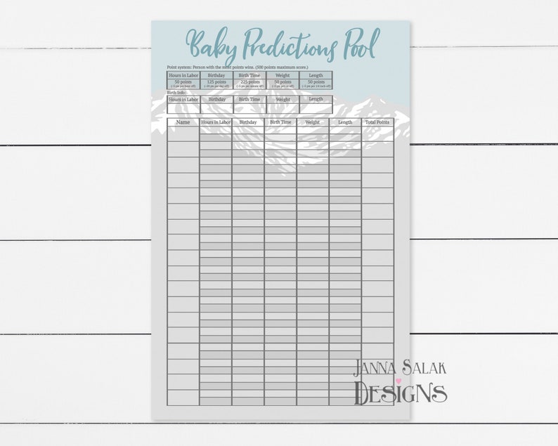 Printable Baby Shower Baby Pool Game Adventure Blue Gray Birth ...