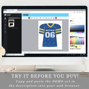 8" X 9" Football Jersey Tags With Editable Names Numbers and Colors DIY ...