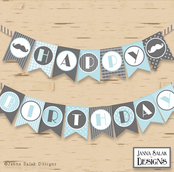 LARGE Little Man Happy Birthday Banner Mustache Party Diy - Etsy