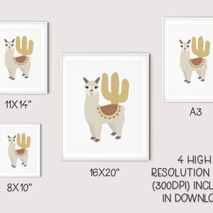 Alpaca and Cactus Neutral Nursery Print Printable Alpacas Digital ...