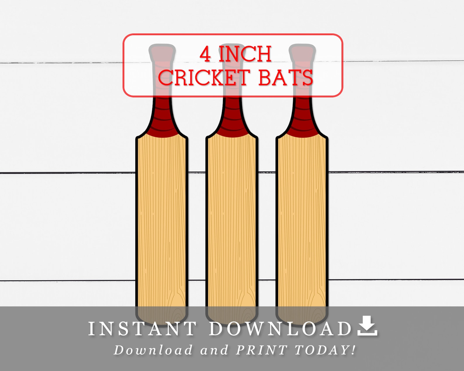 Cricket Bats 4 Printable Sports Theme Birthday Party Red - Etsy