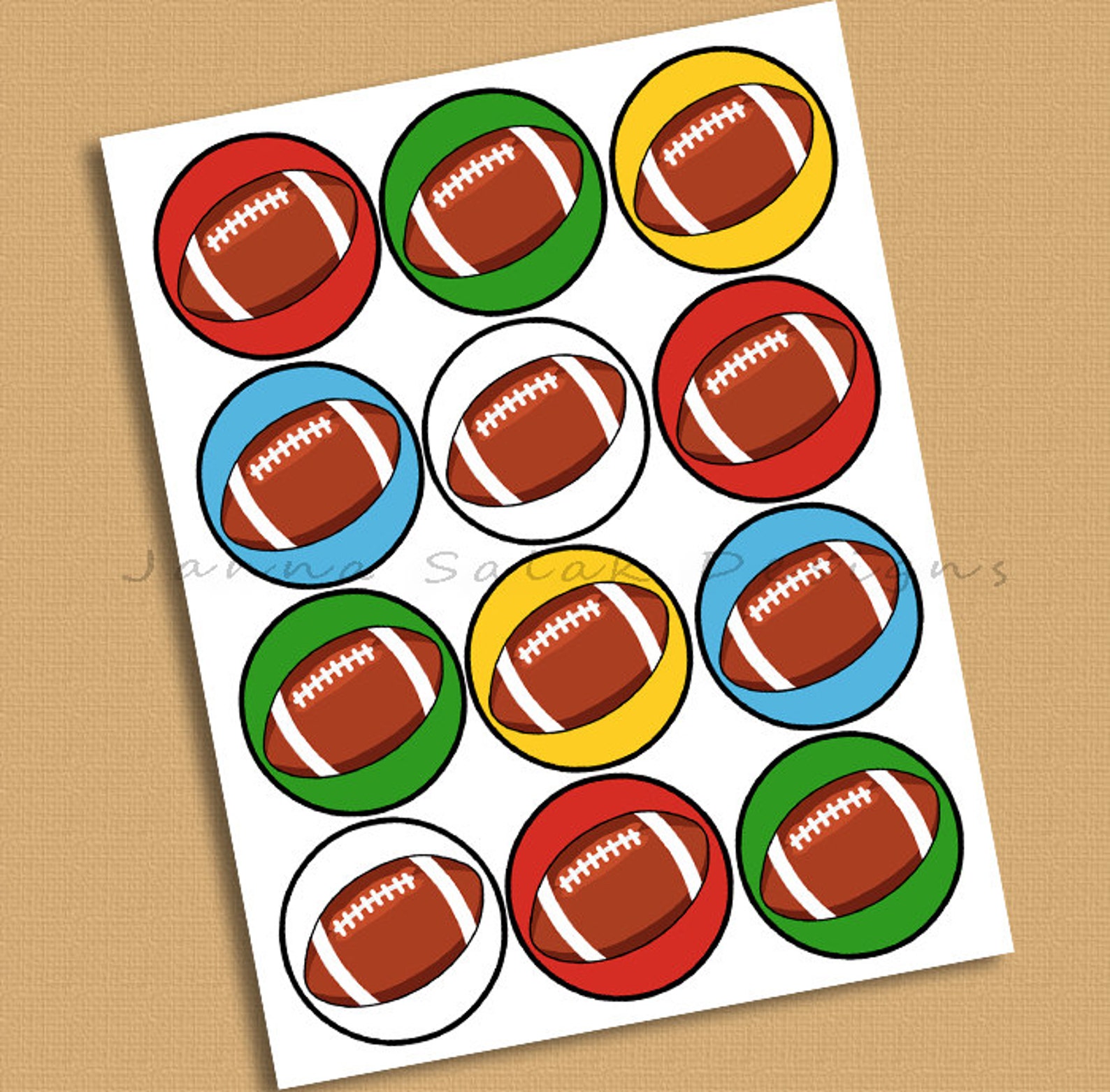 2.5 Football Printable Cupcake Toppers Sports Theme | Etsy
