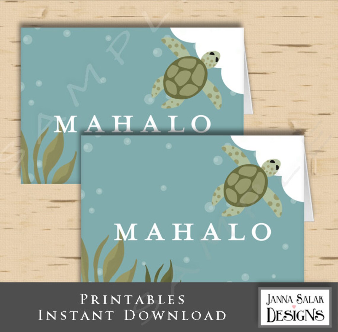Printable Ocean Theme Mahalo Thank You Card Baby Shower - Etsy
