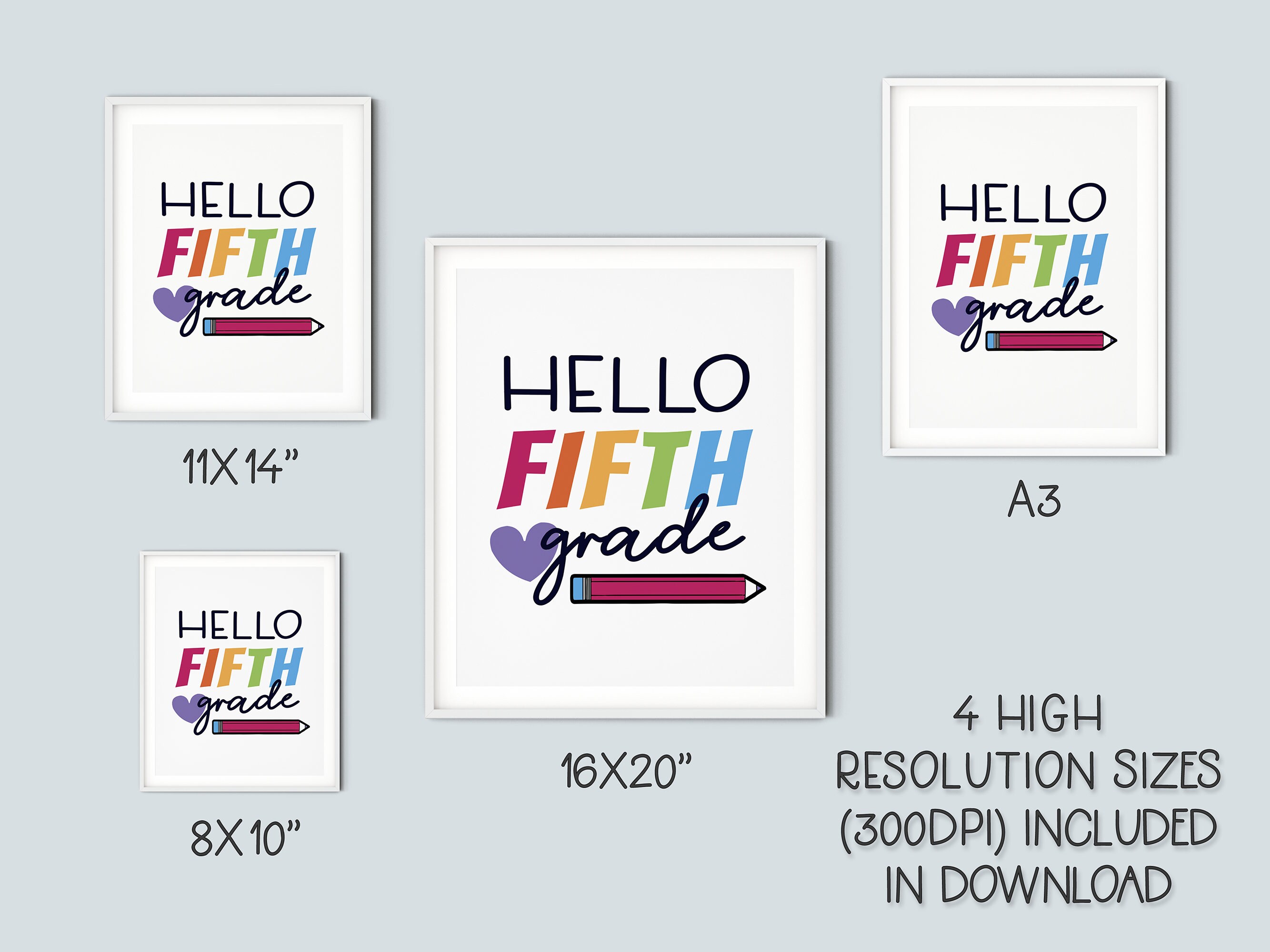 Hello Fifth Grade Print Printable Poster 5th Grade Educational - Etsy