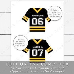 5" Hockey Jersey Tags With Editable Names Numbers and Colors DIY ...