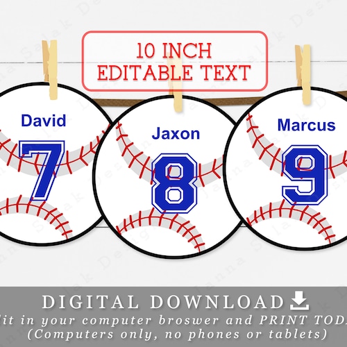 10 Baseball With Editable Names and Numbers Baseball - Etsy