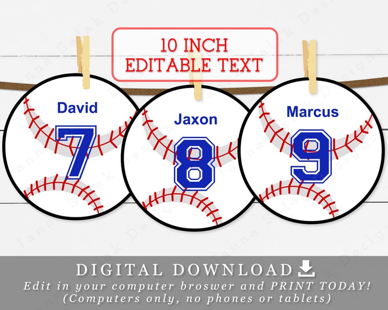 10 Baseball With Editable Names and Numbers Baseball - Etsy