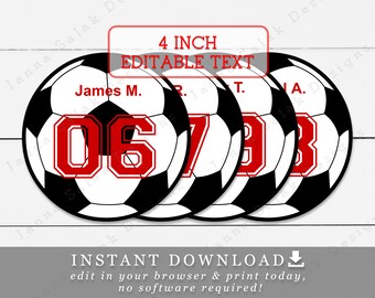 5 Soccer Balls With Editable Names and Numbers DIY | Etsy