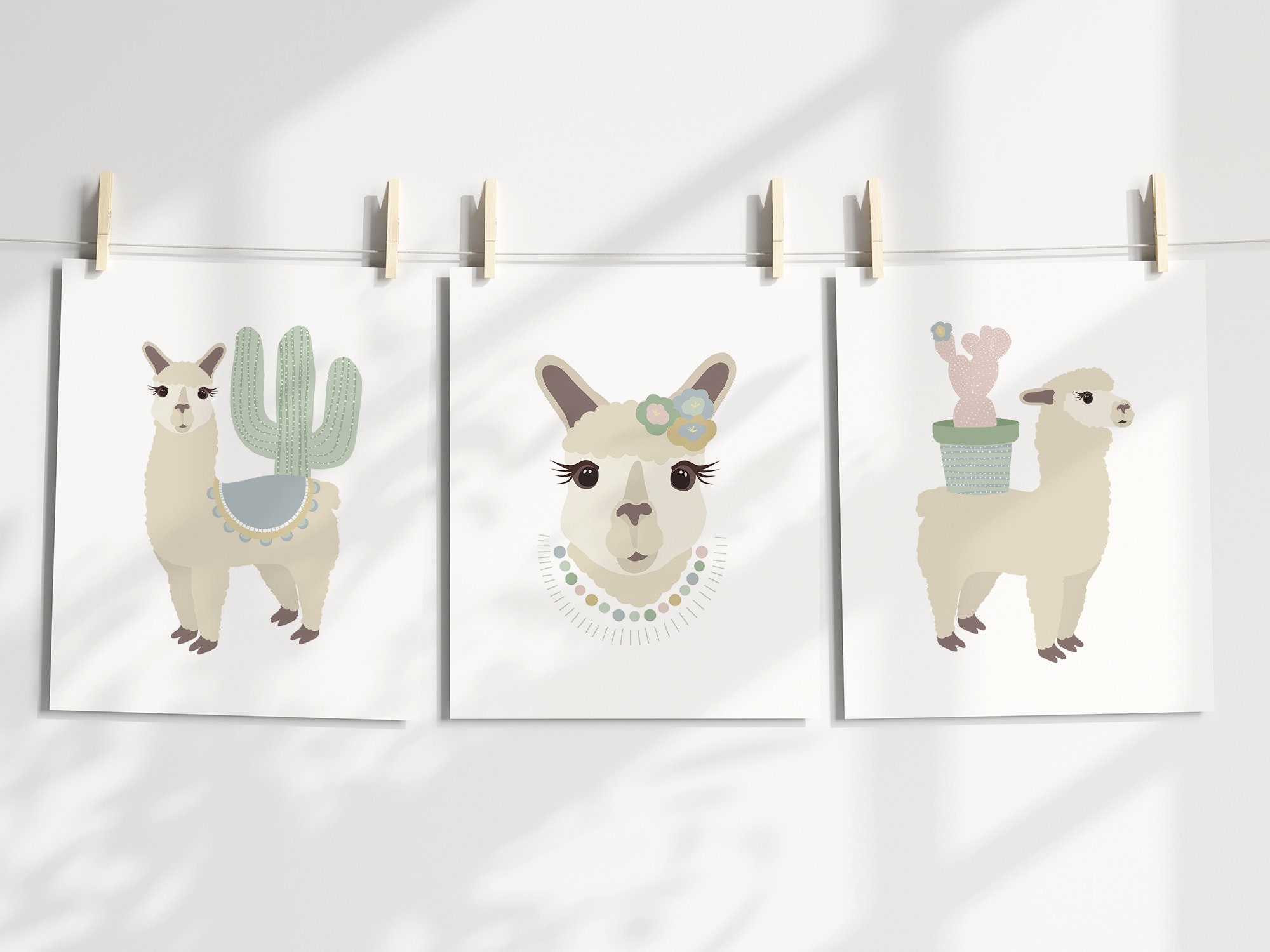Alpaca Nursery Prints Set of 3 Printable Alpacas Digital Posters Kids ...