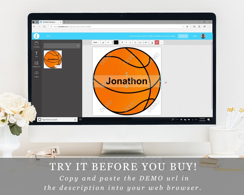 6" Basketball Printable Circle Tags With Editable Text Custom Names DIY ...