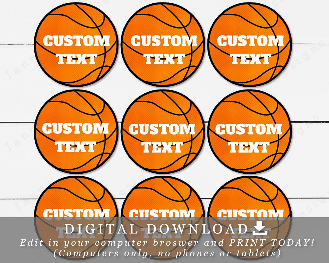 2.5 Basketball Printable Cupcake Toppers / Tags With - Etsy