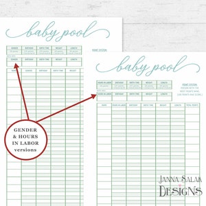 Printable Baby Shower Baby Pool Game Blue and Green Modern Minimalist ...