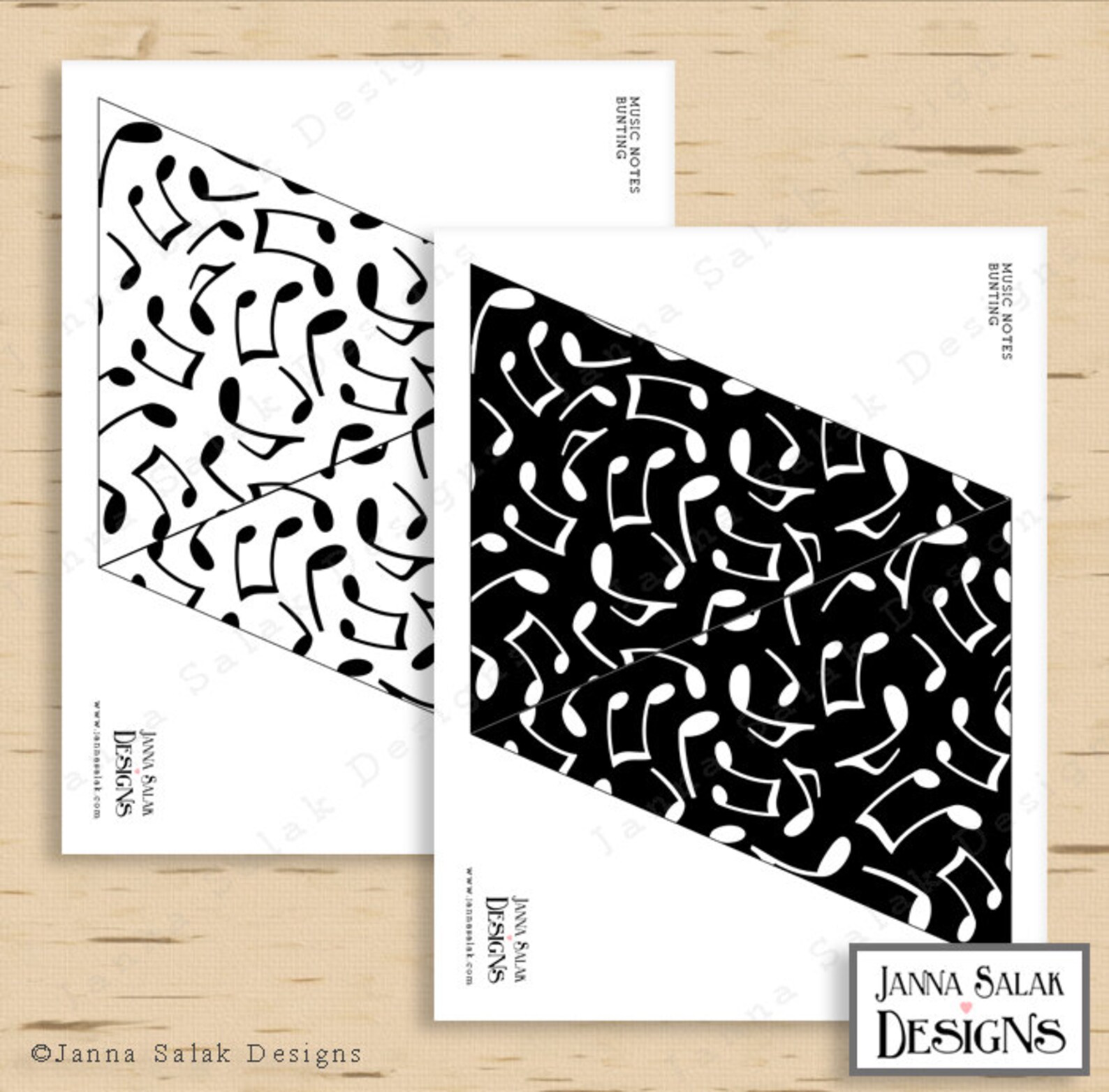 Music Note Bunting Flags Printable INSTANT DOWNLOAD DIY Black - Etsy