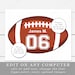 10 Football Tags With Editable Names and Numbers DIY - Etsy