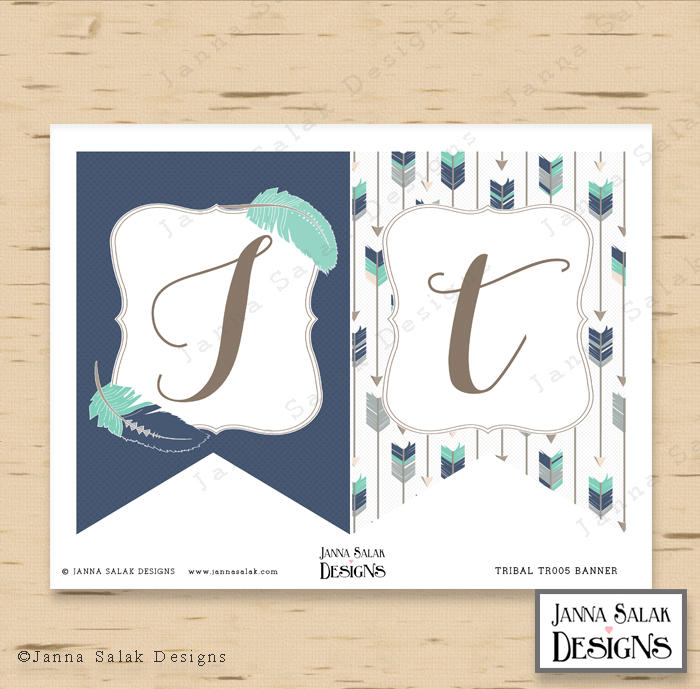Tribal BOY Baby Shower Printable Party Package Boho Arrows and Feathers ...