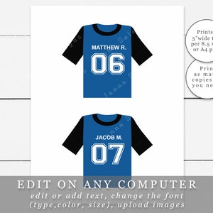 5" Soccer Jersey Tags With Editable Names Numbers and Colors DIY ...