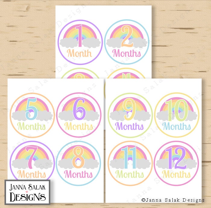Pastel Rainbow Month Stickers INSTANT DOWNLOAD PRINTABLE Pdf | Etsy