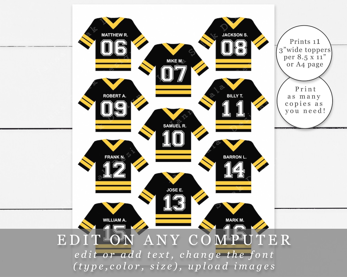 3" Hockey Jersey Tags With Editable Names Numbers and Colors DIY ...