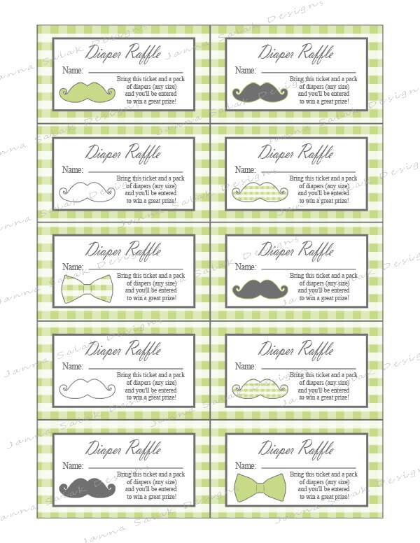 Little Man Diaper Raffle Tickets INSTANT DOWNLOAD Printable | Etsy