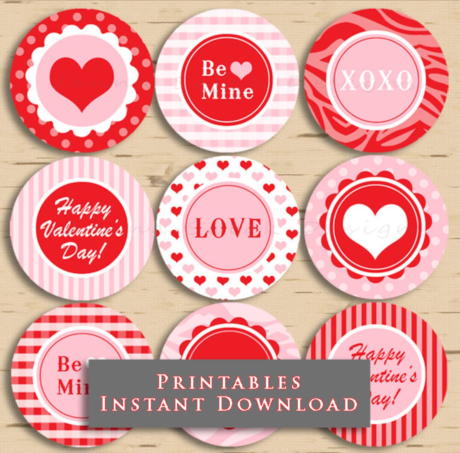 Valentine's Day Printable Cupcake Toppers Party Cute - Etsy Canada
