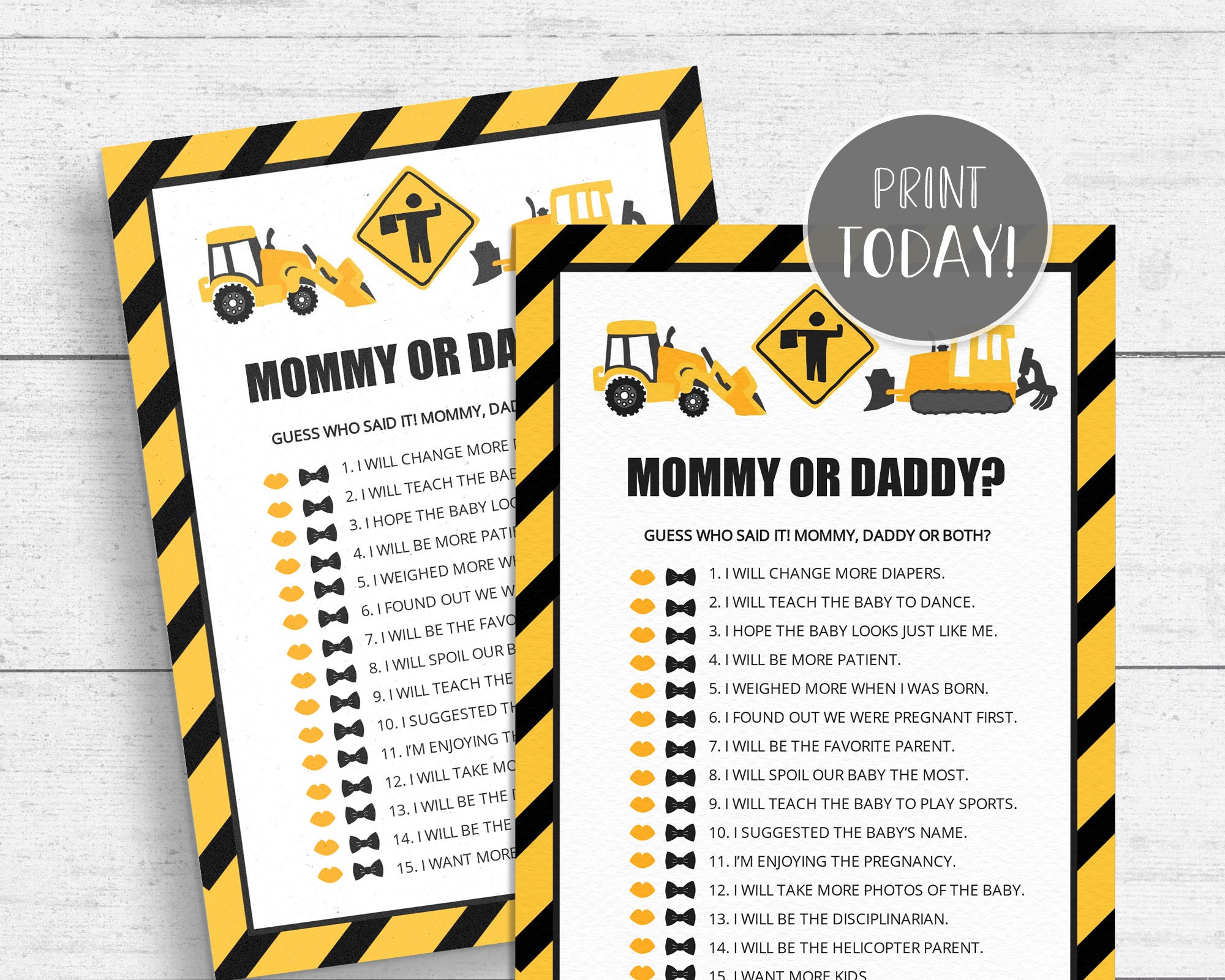 Construction Baby Shower Game Package Printable 10 Games | Etsy