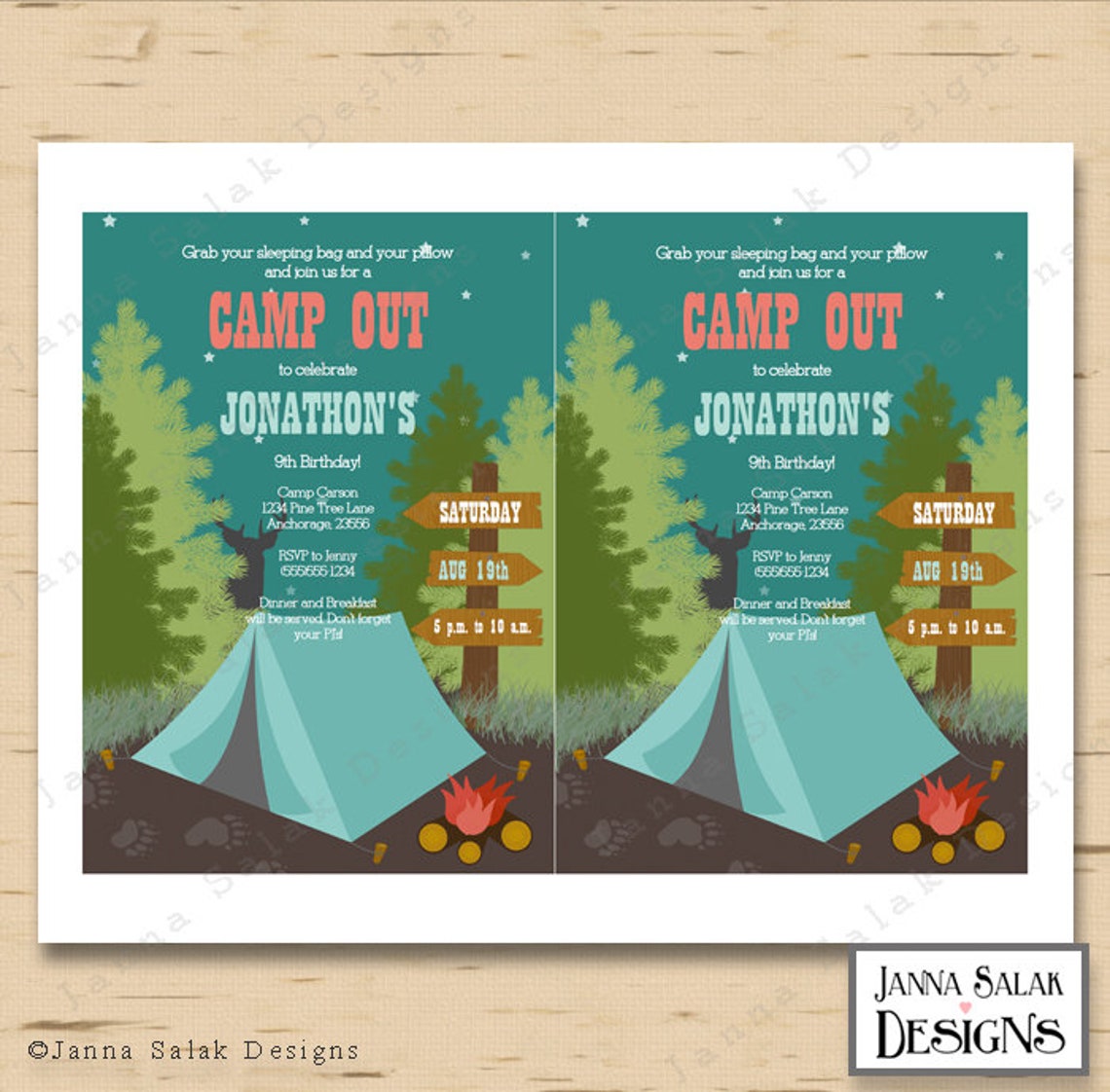 Camping Birthday Party Invitation Camp Out Sleepover Editable - Etsy