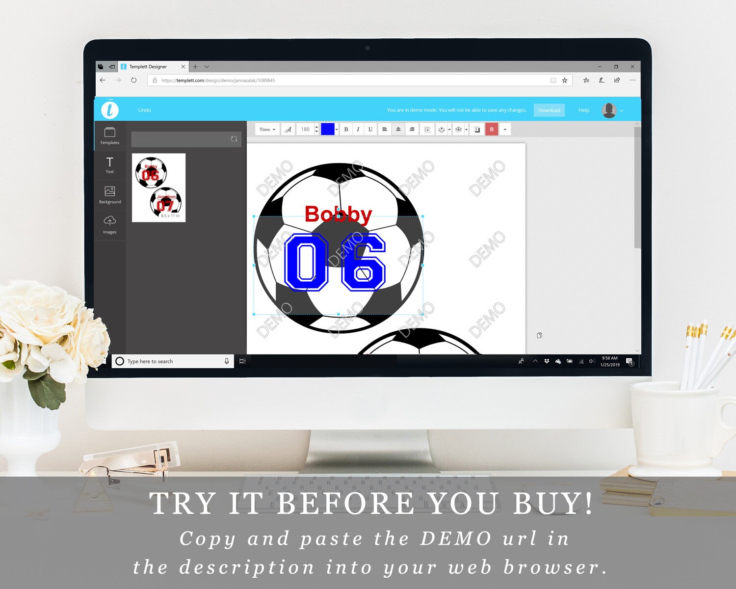 5" Soccer Balls With Editable Names and Numbers DIY Template Printable ...