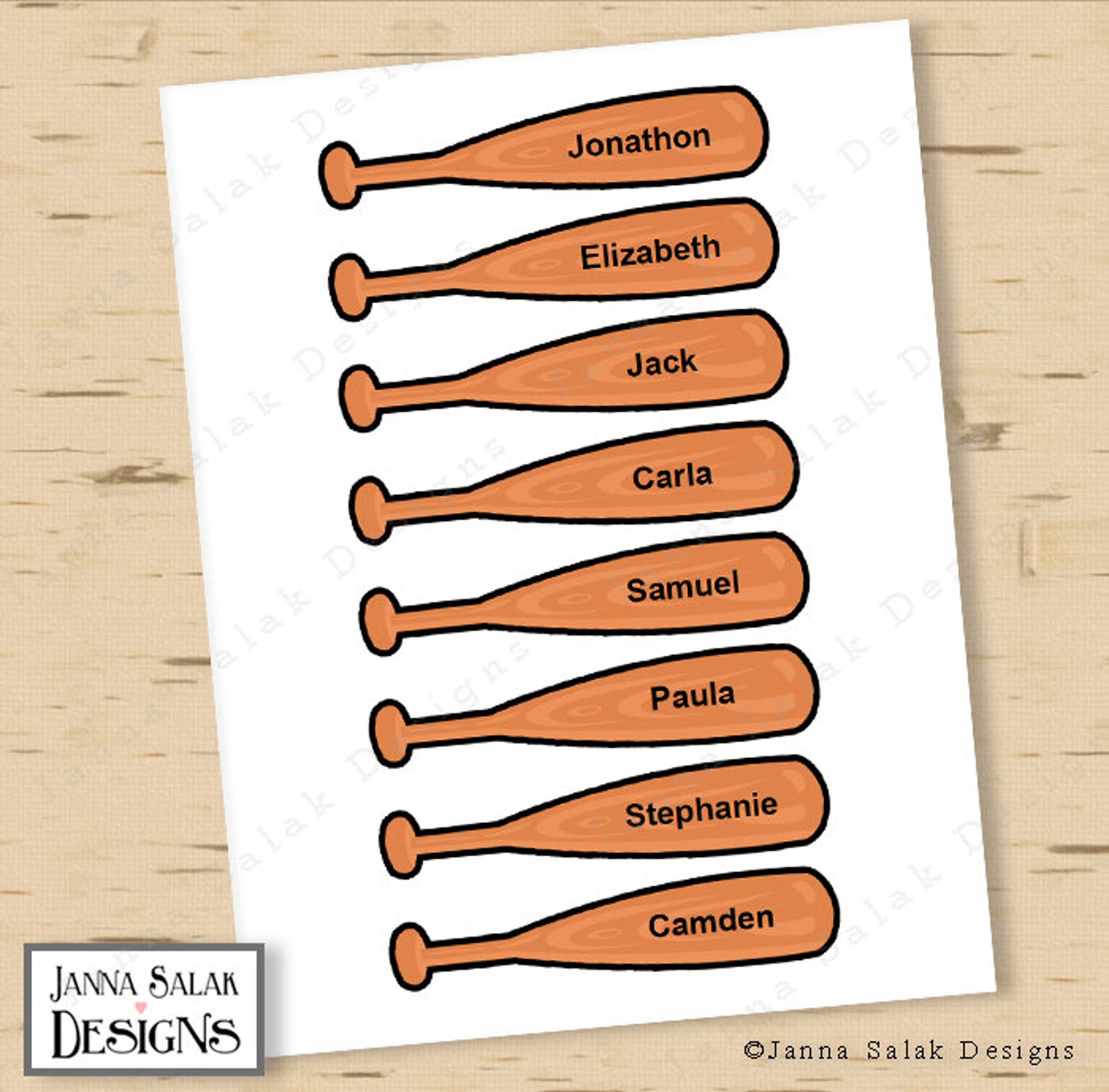 5 Baseball or Softball Bats Printable Cupcake Toppers - Etsy
