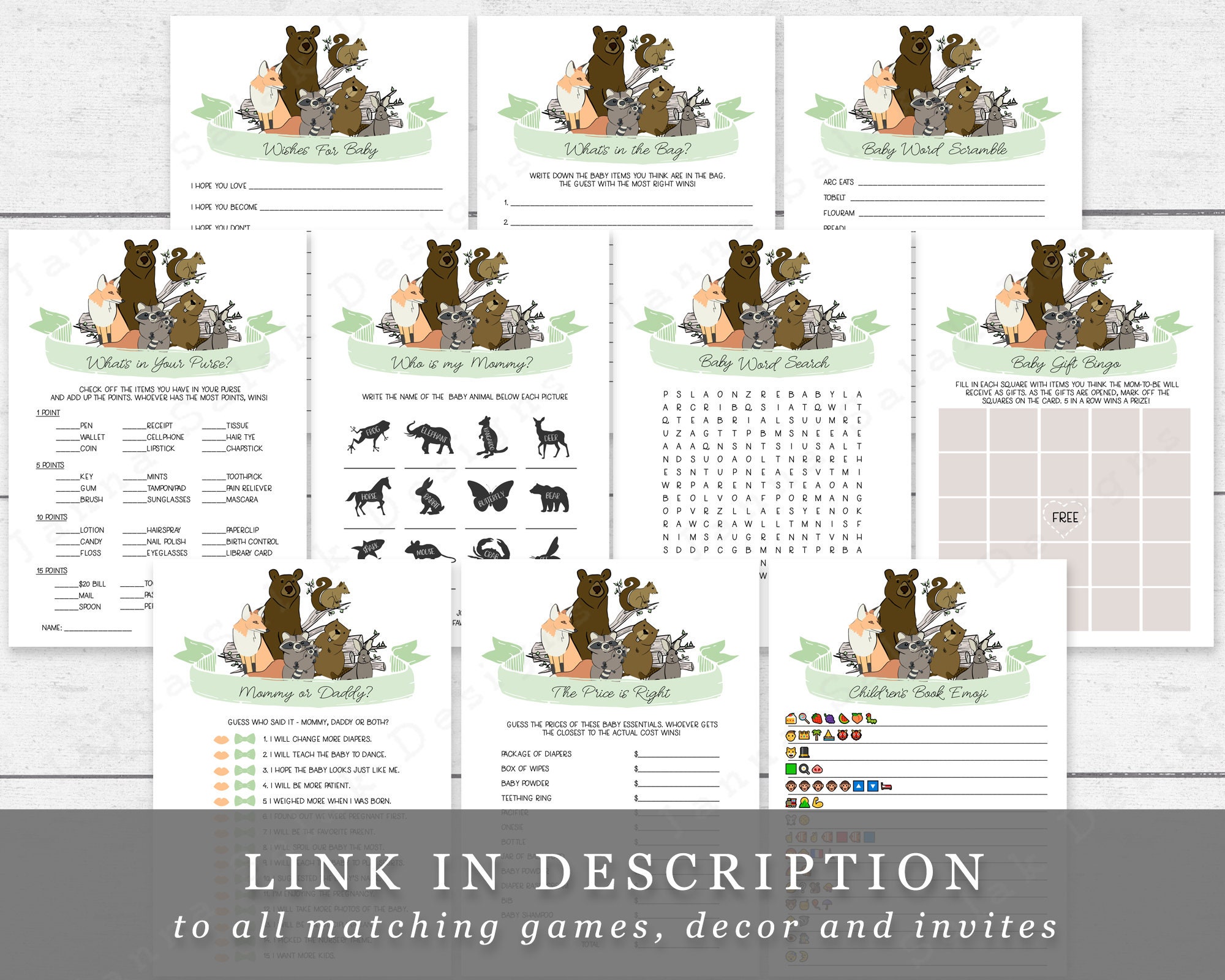 Woodland Baby Shower Word Scramble Game Printable Forest | Etsy