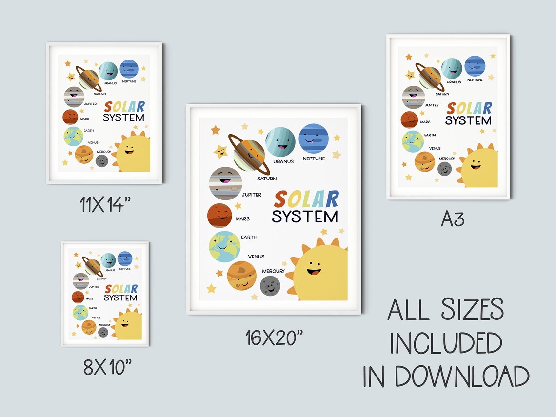 Solar System Planets Print Printable Poster Space Nursery - Etsy
