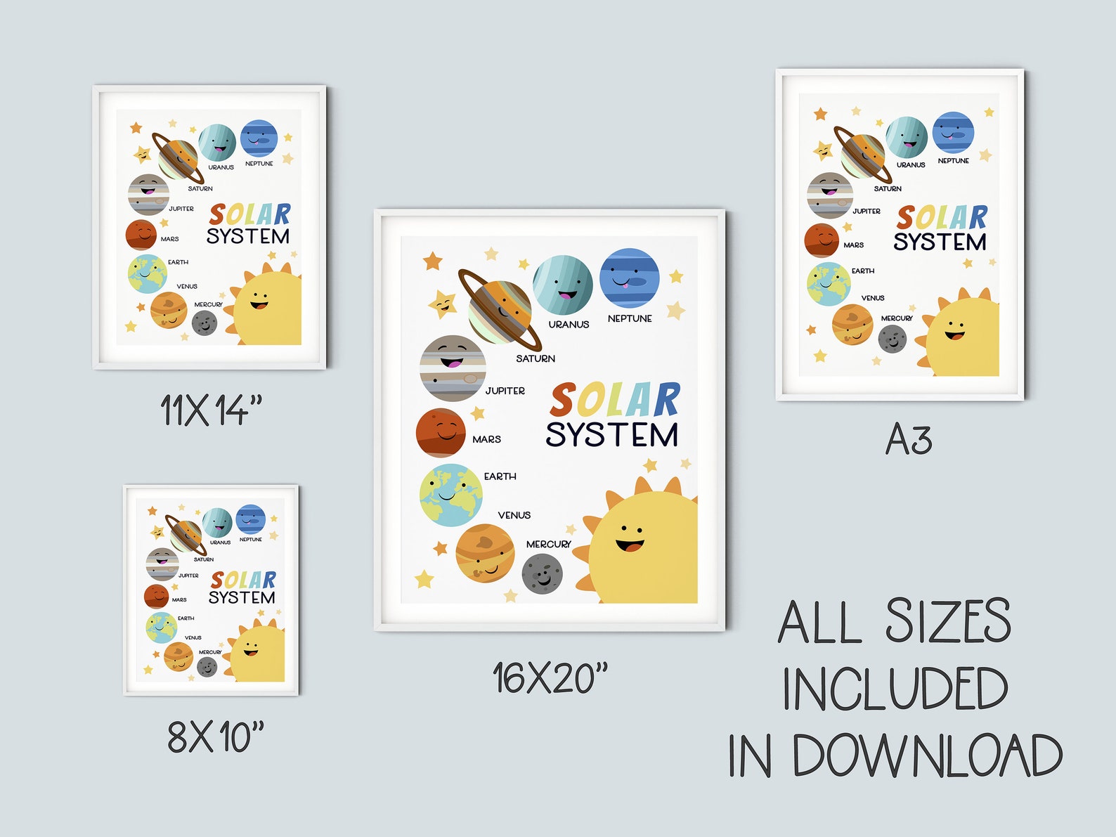 Solar System Planets Print Printable Poster Space Nursery - Etsy