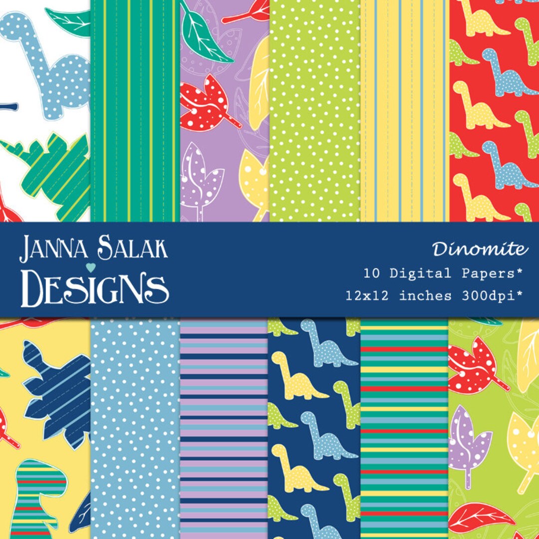 Dinosaur Digital Papers, Dinosaur Scrapbook Papers INSTANT DOWNLOAD ...